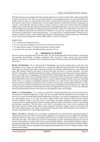 A Study on Occupational Stress Among Bus Drivers | PDF