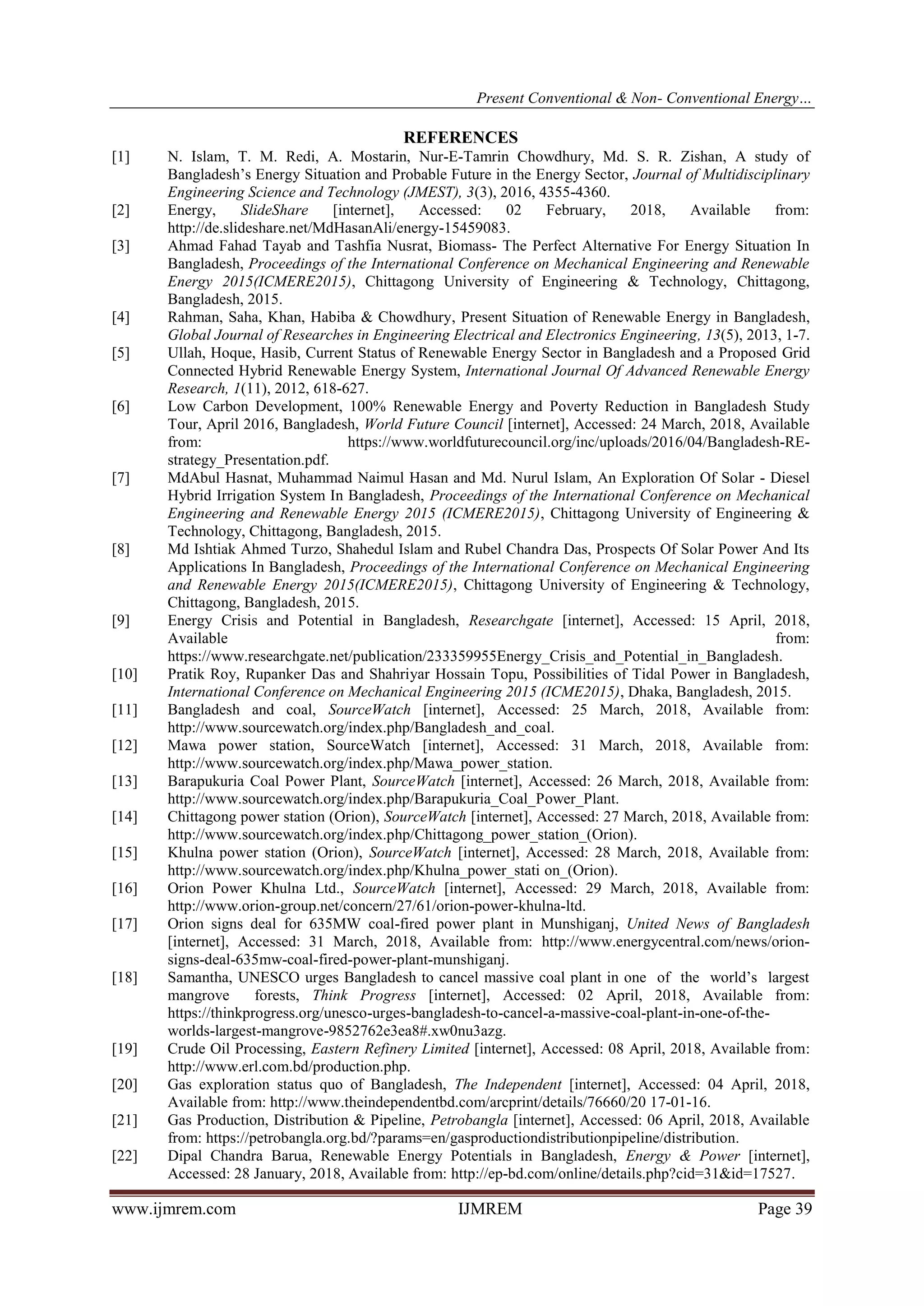 Present Conventional & Non- Conventional Energy Scenario in Bangladesh and Its Future Aspects | PDF