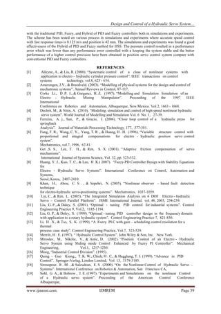 Design and Control of a Hydraulic Servo System and Simulation Analysis ...