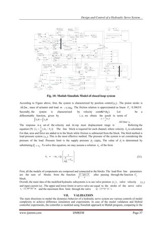 Design and Control of a Hydraulic Servo System and Simulation Analysis | PDF