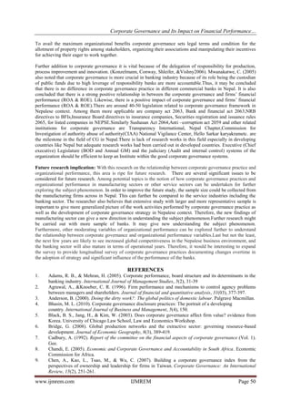 Corporate Governance and Its Impact on Financial Performance in Nepalese Commercial Banks | PDF ...