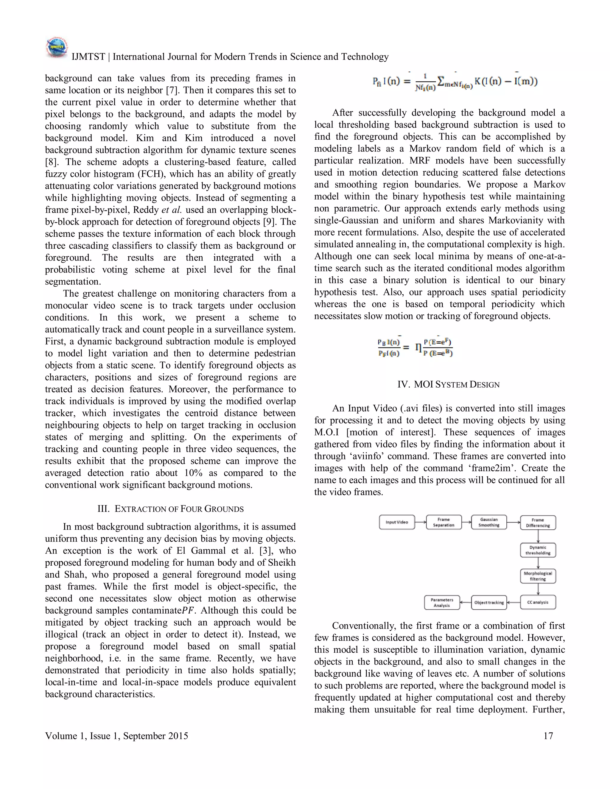 Effective Object Detection And Background Subtraction By Using Moi Pdf