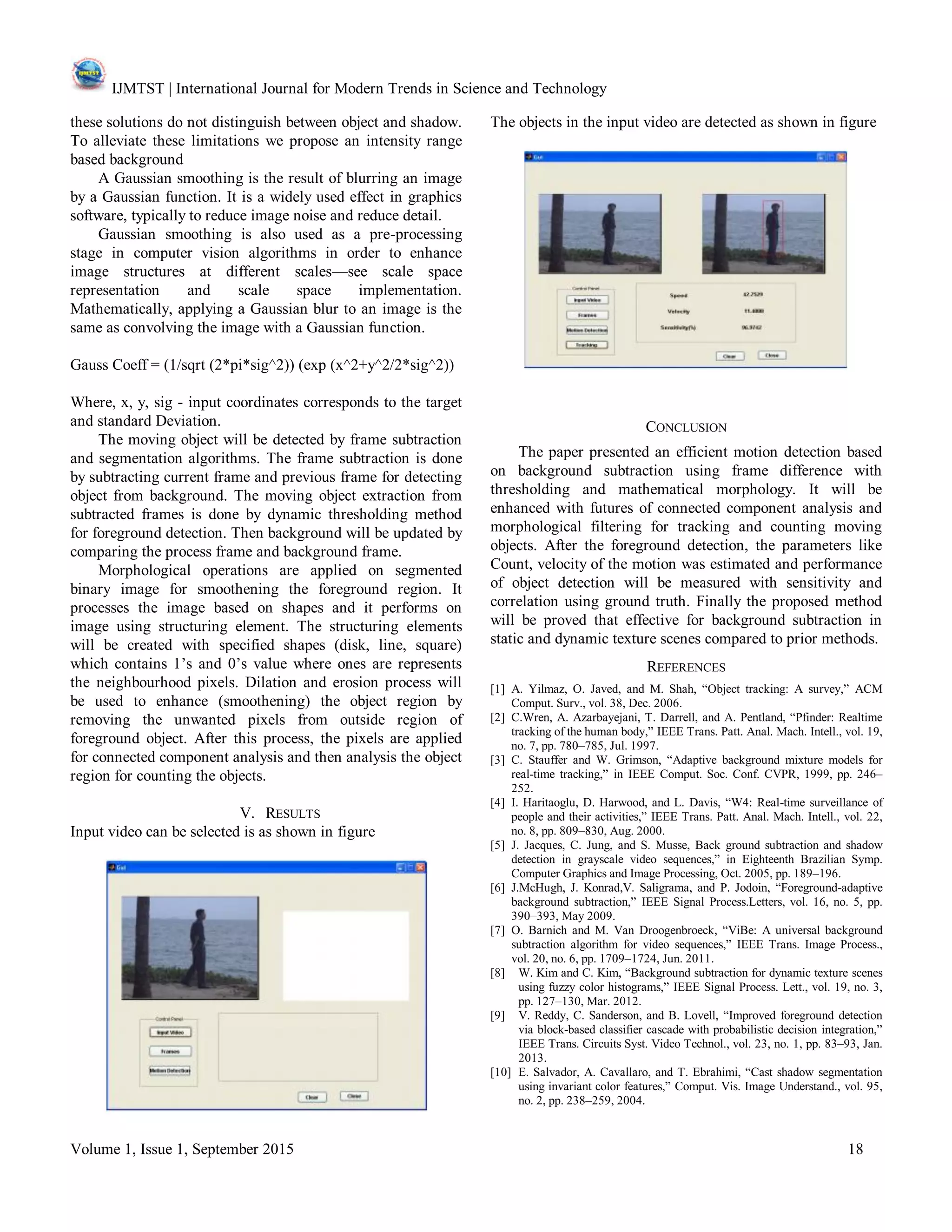 Effective Object Detection And Background Subtraction By Using M O I Pdf
