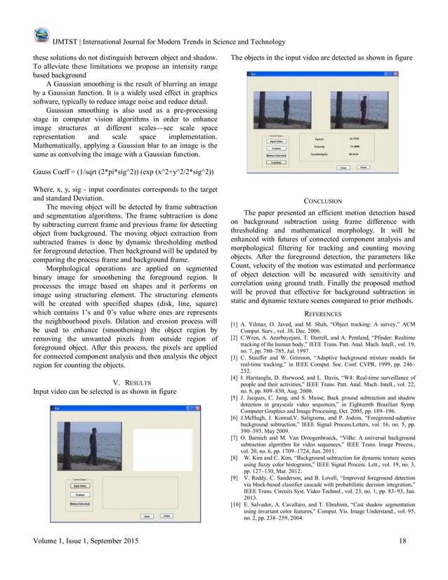 Effective Object Detection And Background Subtraction By Using M O I Pdf