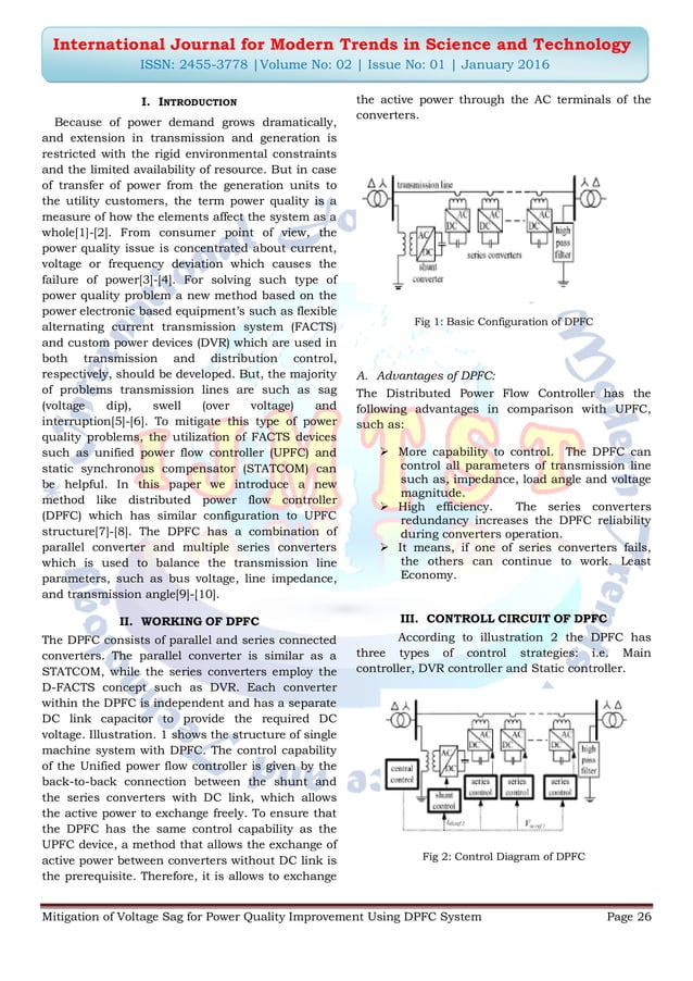 Mitigation Of Voltage Sag For Power Quality Improvement Using Dpfc System Pdf
