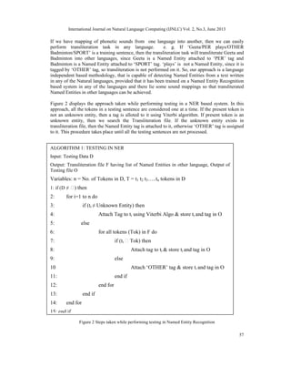 Ijnlc020306NAMED ENTITY RECOGNITION IN NATURAL LANGUAGES USING TRANSLITERATION | PDF