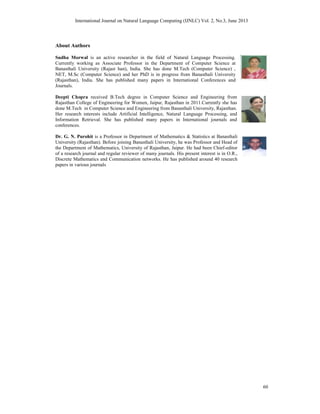 Ijnlc020306NAMED ENTITY RECOGNITION IN NATURAL LANGUAGES USING TRANSLITERATION | PDF