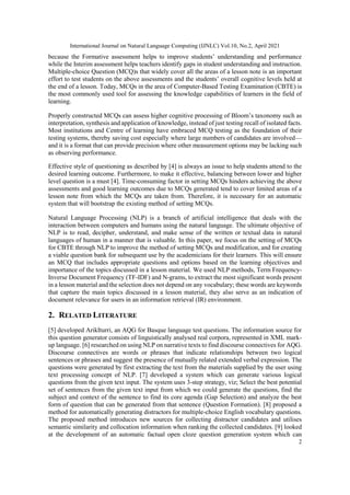 AN AUTOMATED MULTIPLE-CHOICE QUESTION GENERATION USING NATURAL LANGUAGE ...