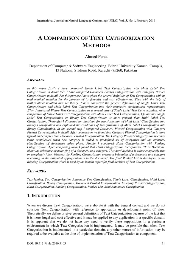 A COMPARISON OF TEXT CATEGORIZATION METHODS | PDF | Desktop Publishing ...