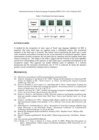 A SIGNATURE BASED DRAVIDIAN SIGN LANGUAGE RECOGNITION BY SPARSE REPRESENTATION | PDF