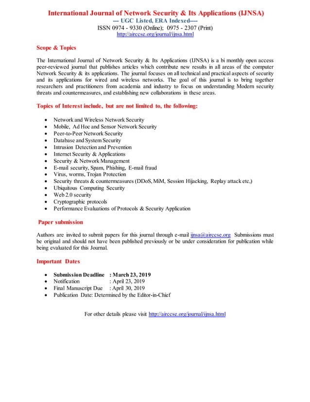 International Journal of Network Security & Its Applications (IJNSA) | PDF