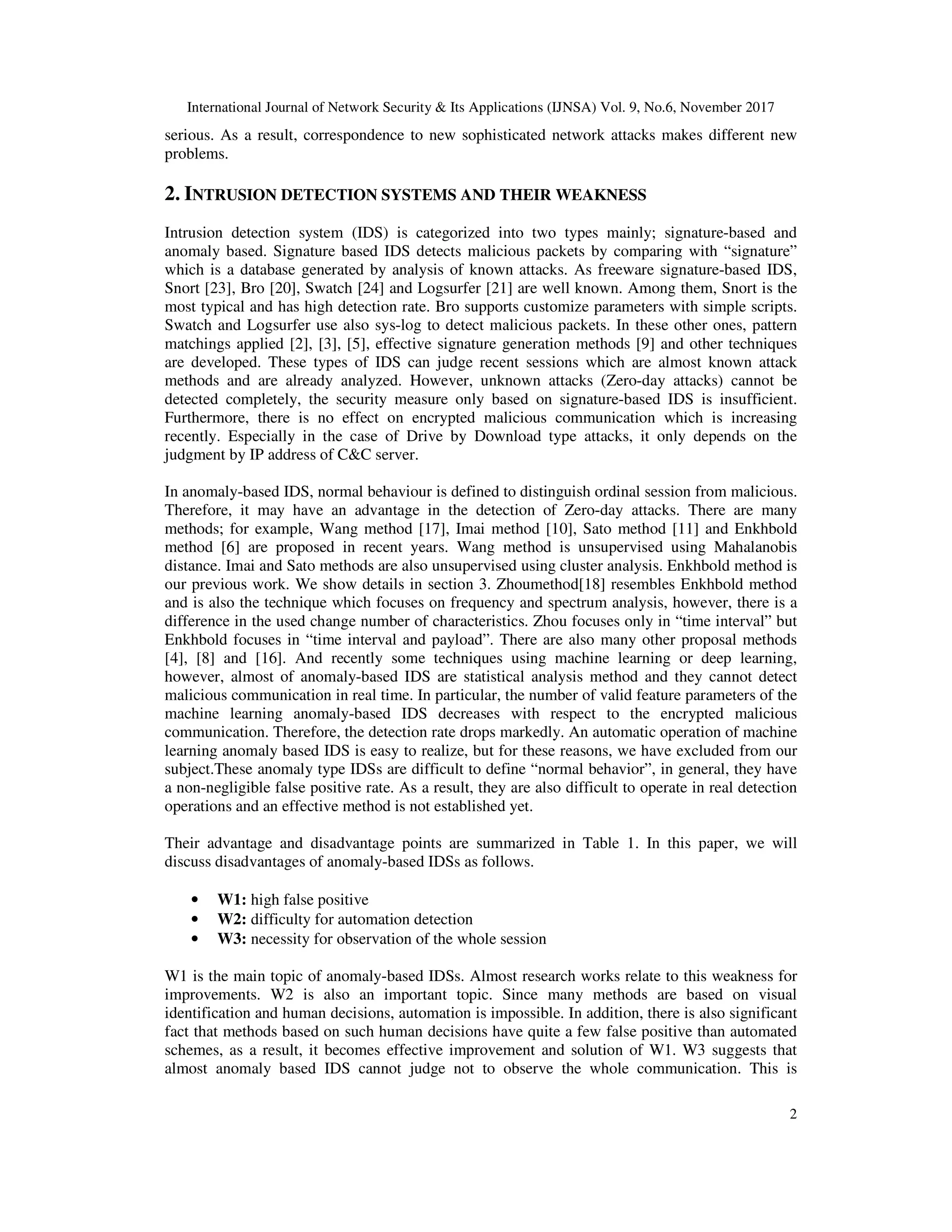 EFFECTIVENESS AND WEAKNESS OF QUANTIFIED/AUTOMATED ANOMALY BASED IDS | PDF