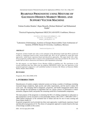 BEARINGS PROGNOSTIC USING MIXTURE OF GAUSSIANS HIDDEN MARKOV MODEL AND SUPPORT VECTOR MACHINE | PDF