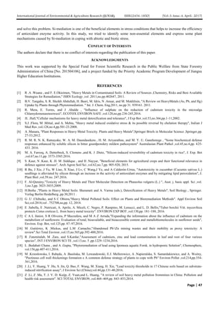 Effects of heavy metals' toxicity on plants and enhancement of plant ...