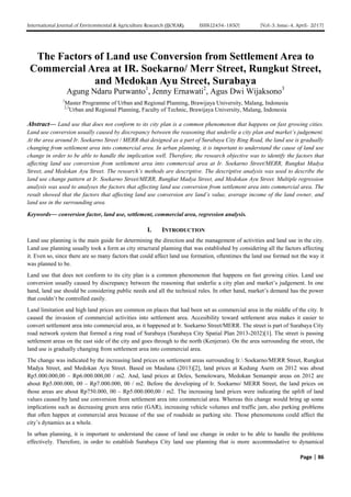 The Factors of Land use Conversion from Settlement Area to Commercial ...