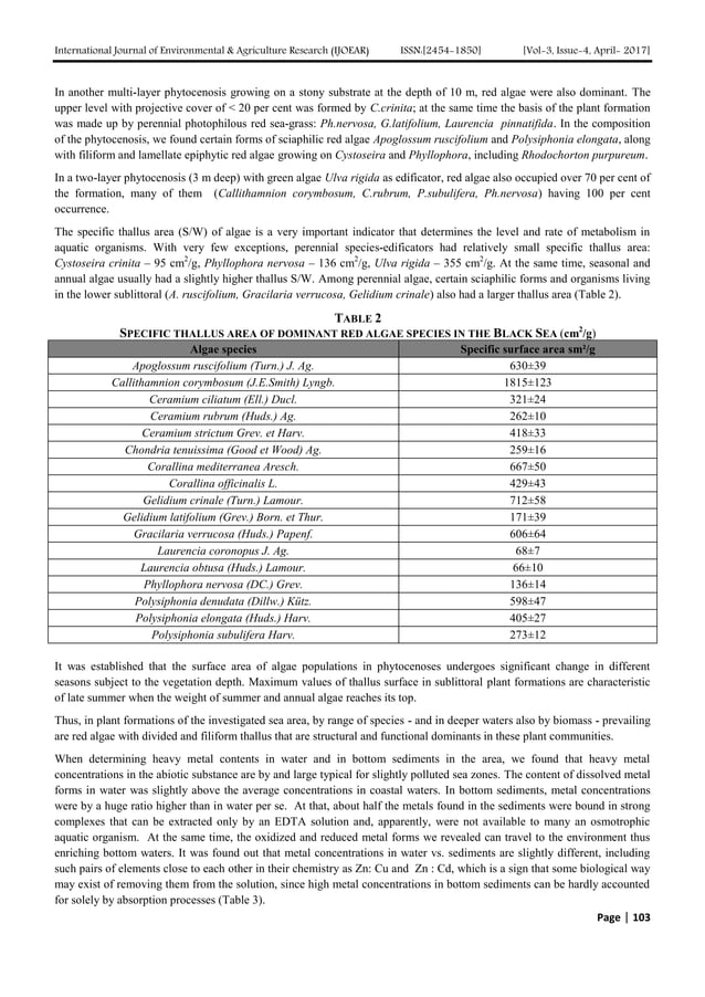 Red Algae (Rhodophyta) in Biomonitoring of Coastal Ecosystems | PDF