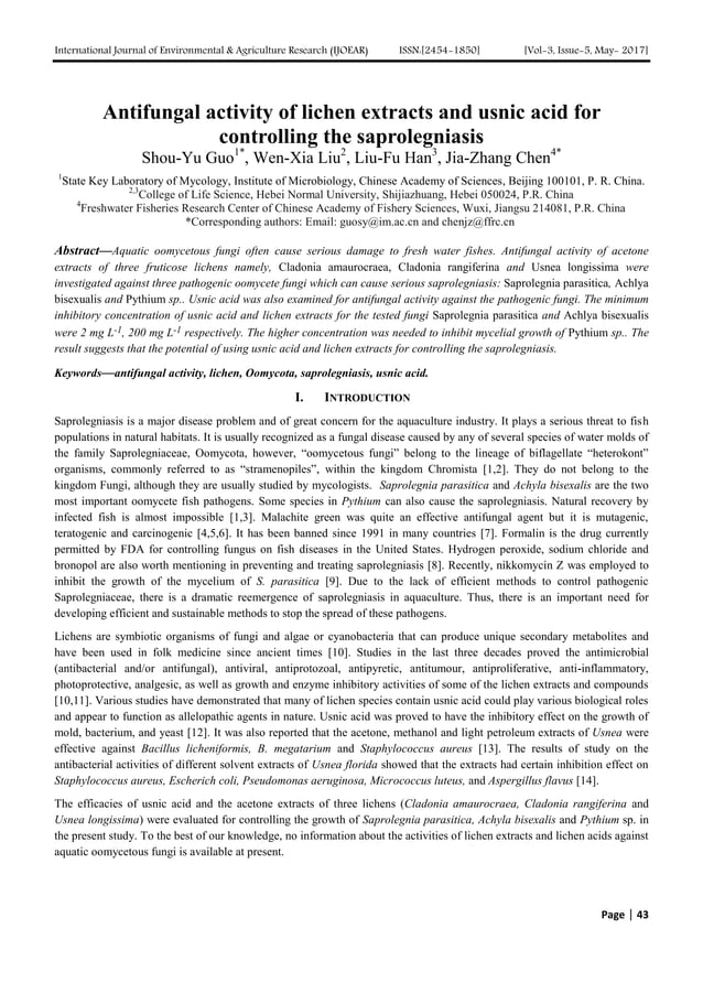 Antifungal activity of lichen extracts and usnic acid for controlling ...