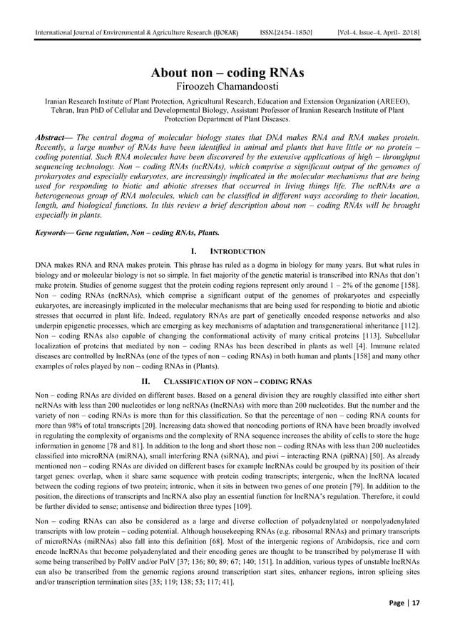 About non – coding RNAs | PDF
