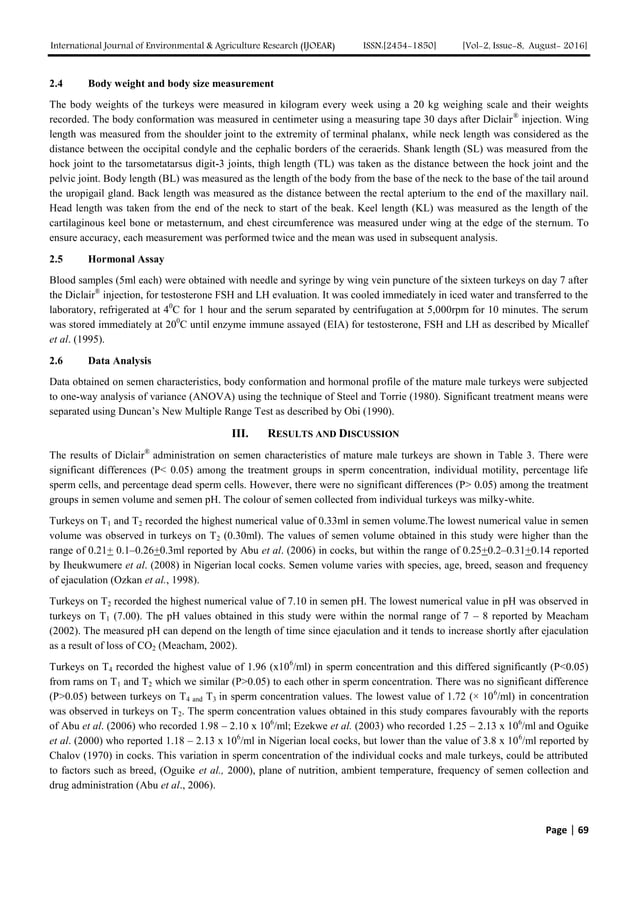 Effect of Gonadotrophin (Diclair®) on Semen Characteristics, Body ...