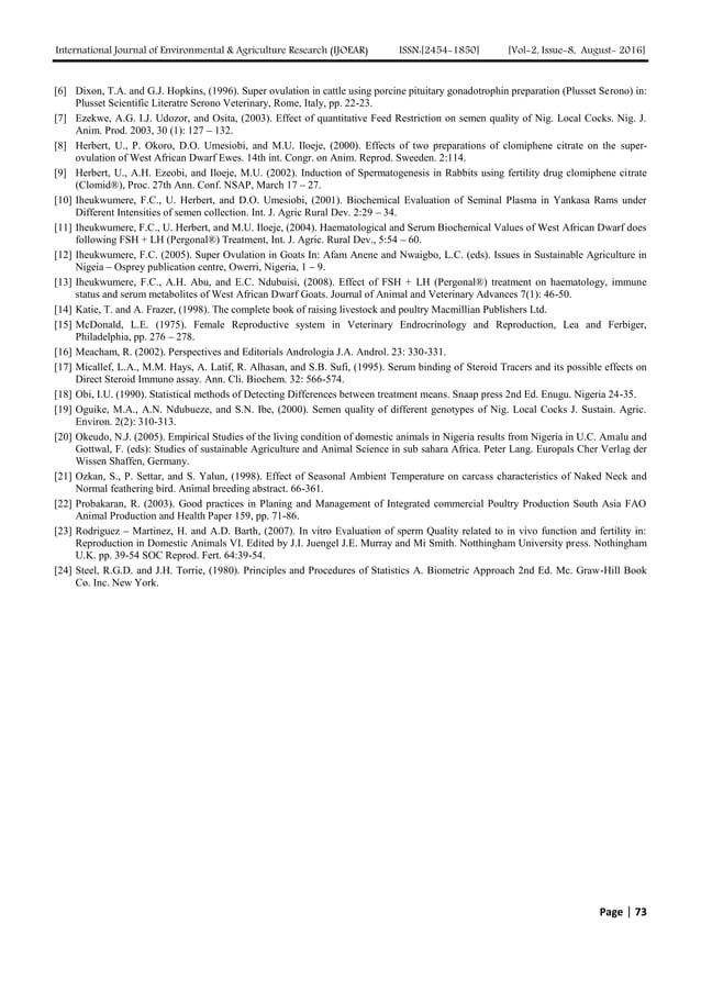 Effect of Gonadotrophin (Diclair®) on Semen Characteristics, Body ...