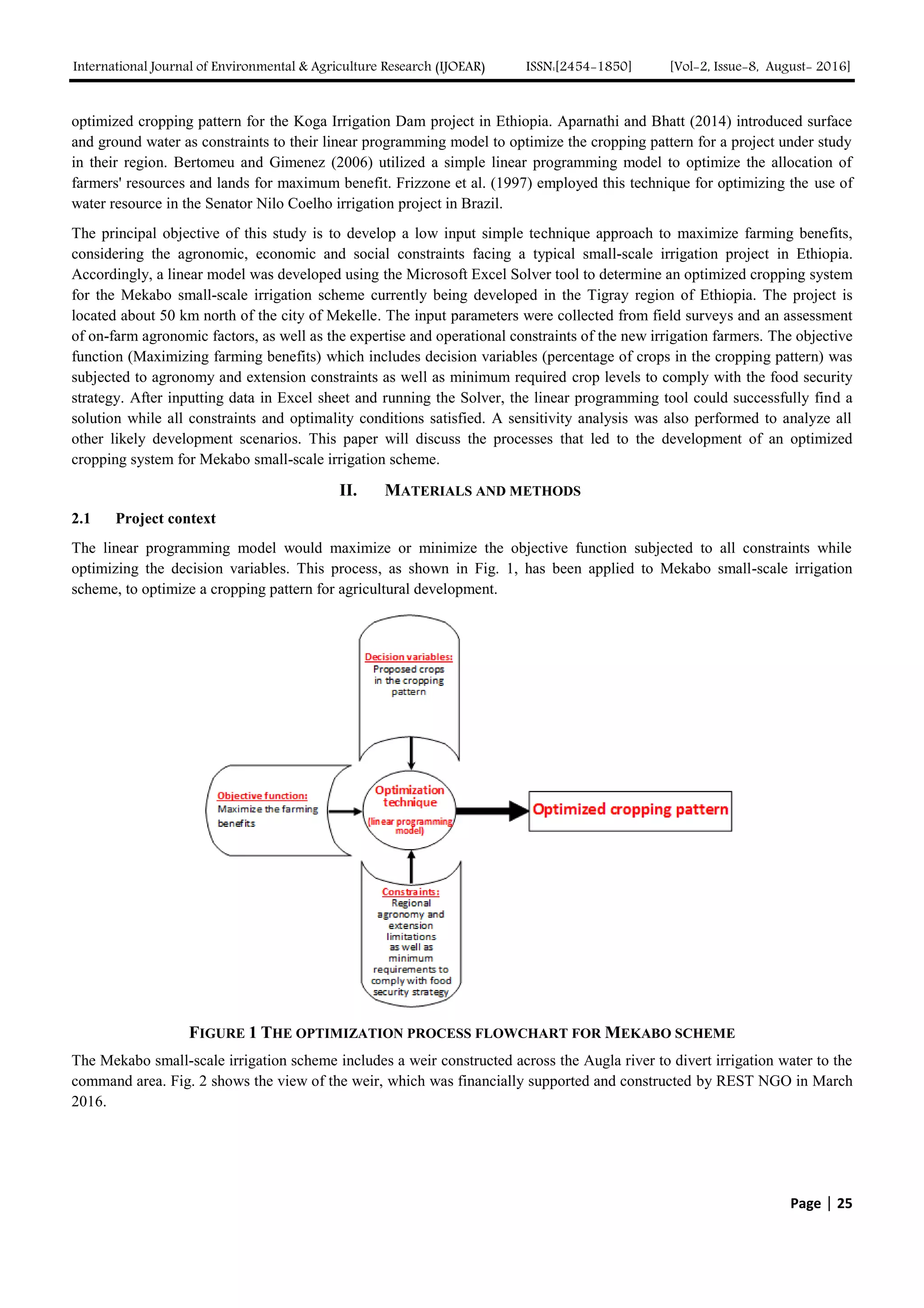 A linear programming model to optimize cropping pattern in small-scale irrigation schemes: an ...