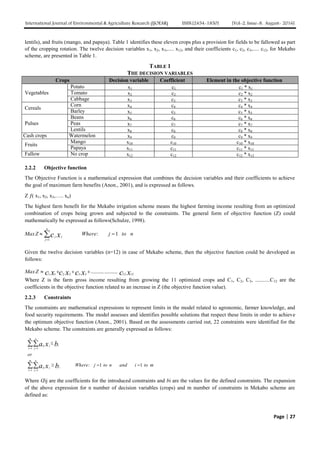 A linear programming model to optimize cropping pattern in small-scale irrigation schemes: an ...