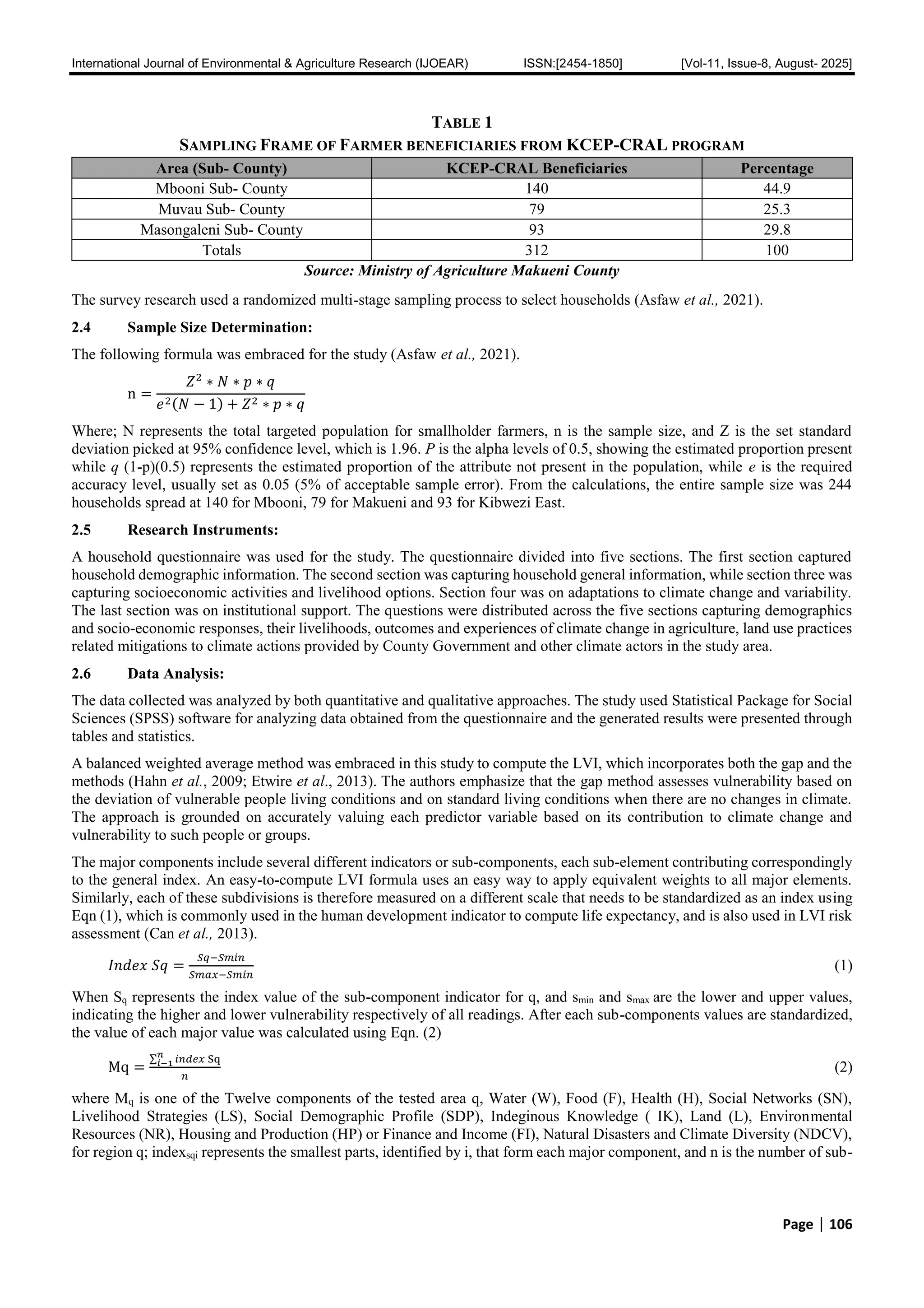 Livelihood Vulnerability Levels of Smallholder Farmers to Climate ...