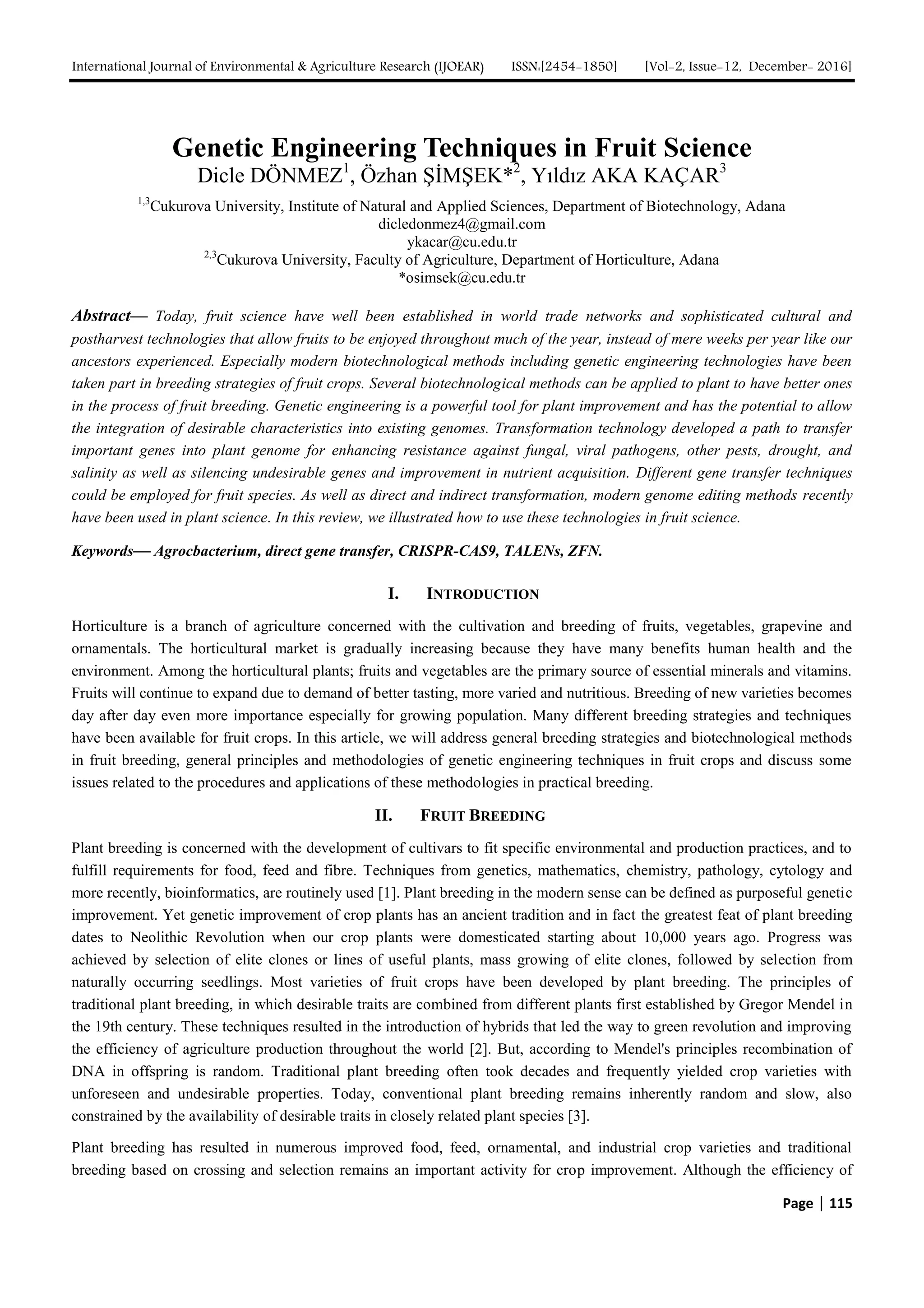 Genetic Engineering Techniques in Fruit Science | PDF