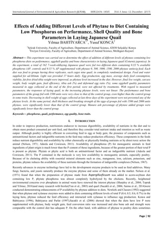 Effects of Adding Different Levels of Phytase to Diet Containing Low ...