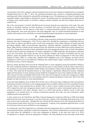 Survey of Household Solid Waste Management and Waste Minimization in ...