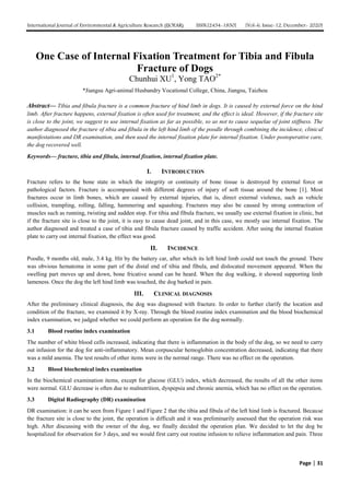 One Case of Internal Fixation Treatment for Tibia and Fibula Fracture ...