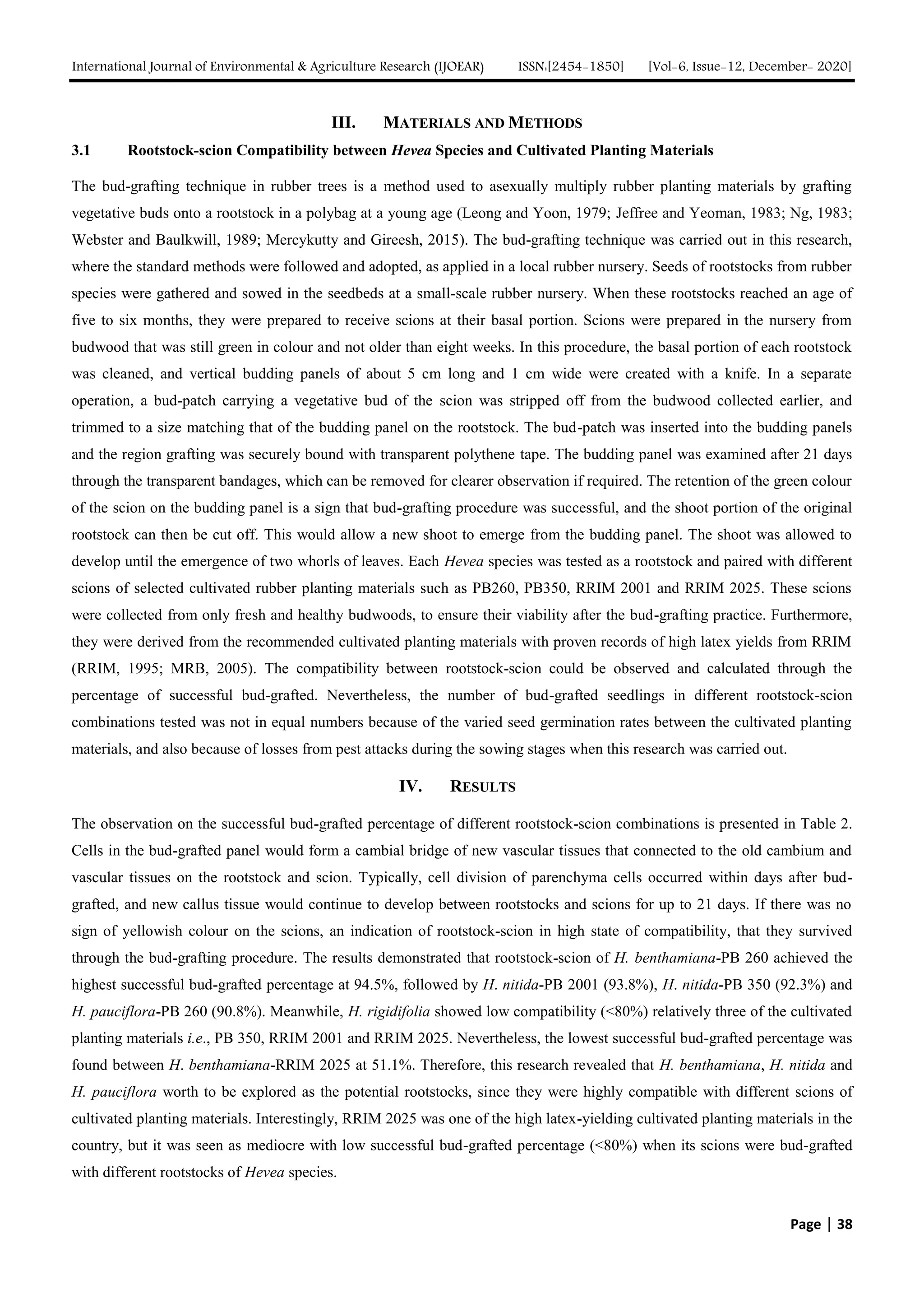 Rubber Tree Cultivation and Improvement: Rootstock-Scion Compatibility ...