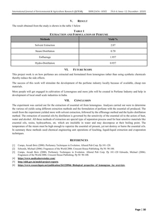 Extraction and Formulation of Perfume from Lemongrass | PDF