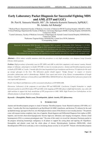 Early Laboratory Packet Diagnosis for Successful Fighting MDS and AML ...