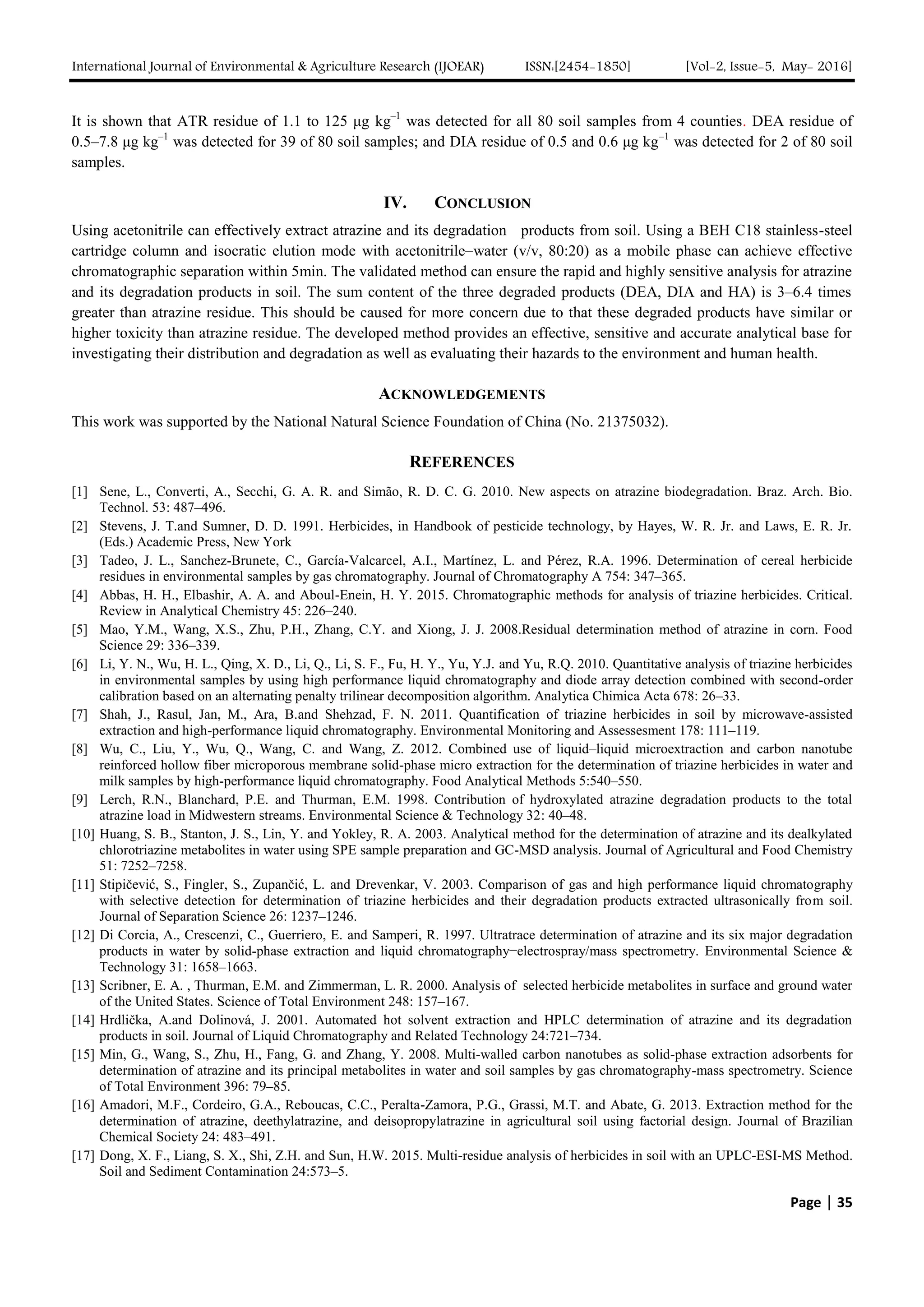 Analysis of Herbicide Atrazine and Its Degradation Products in ...