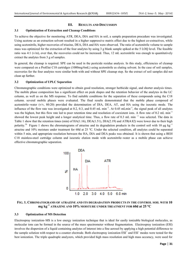 Analysis of Herbicide Atrazine and Its Degradation Products in Agricultural Soil by Ultra ...