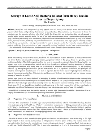 Storage of Lactic Acid Bacteria Isolated form Honey Bees in Inverted ...