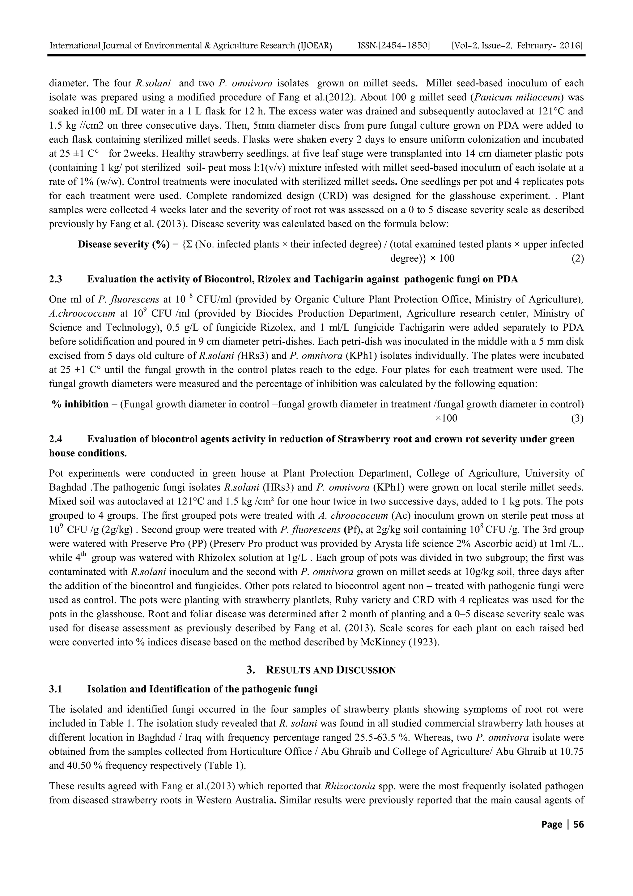 Identification And Control Of Strawberry Root And Stalk Rot In Iraq | PDF