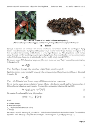 Kinetics and Mathematical Modeling of Microwave Drying of Sri Lankan Black Pepper (Piper nigrum ...