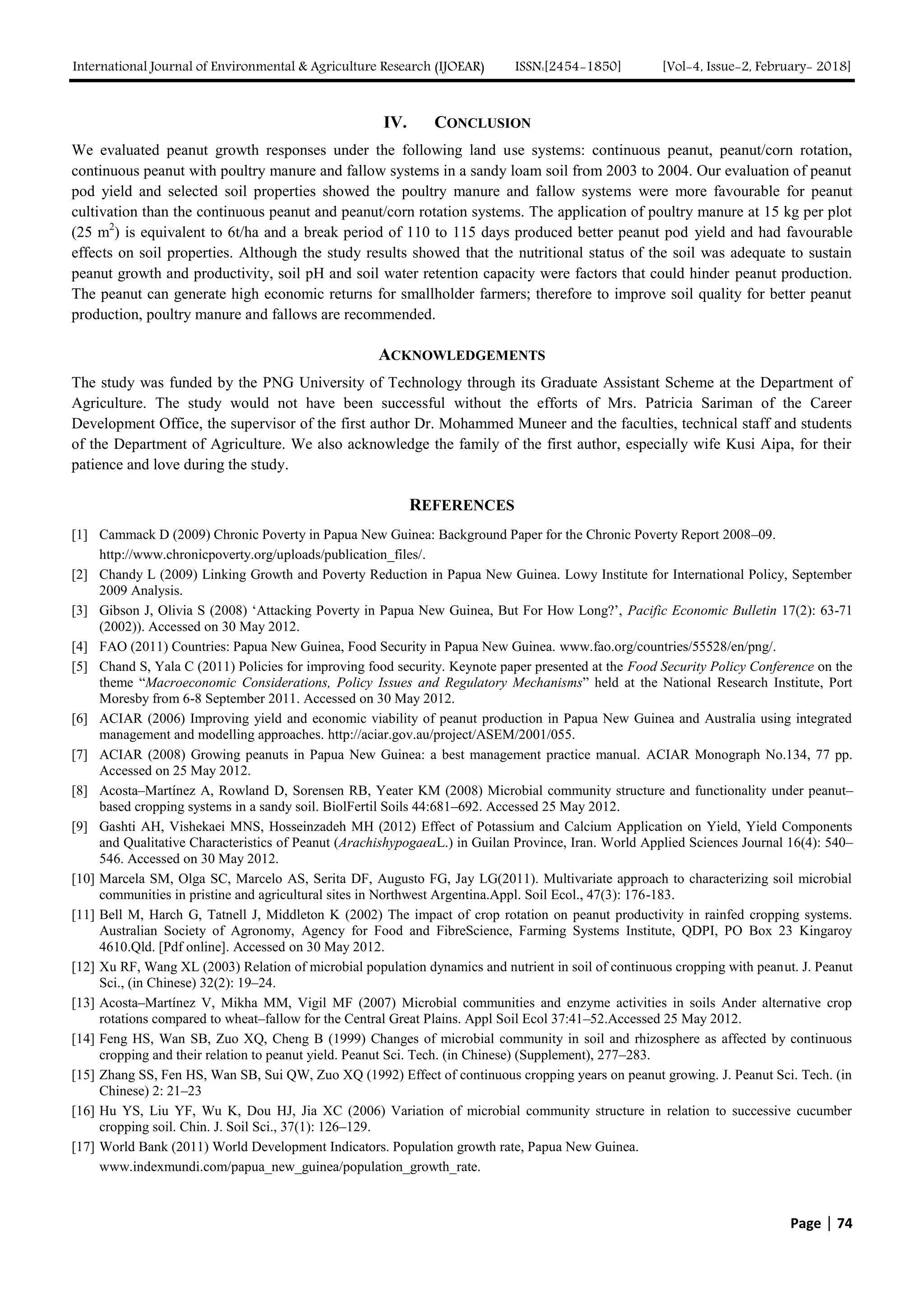 Poultry manure application and fallow improves peanut production in a ...