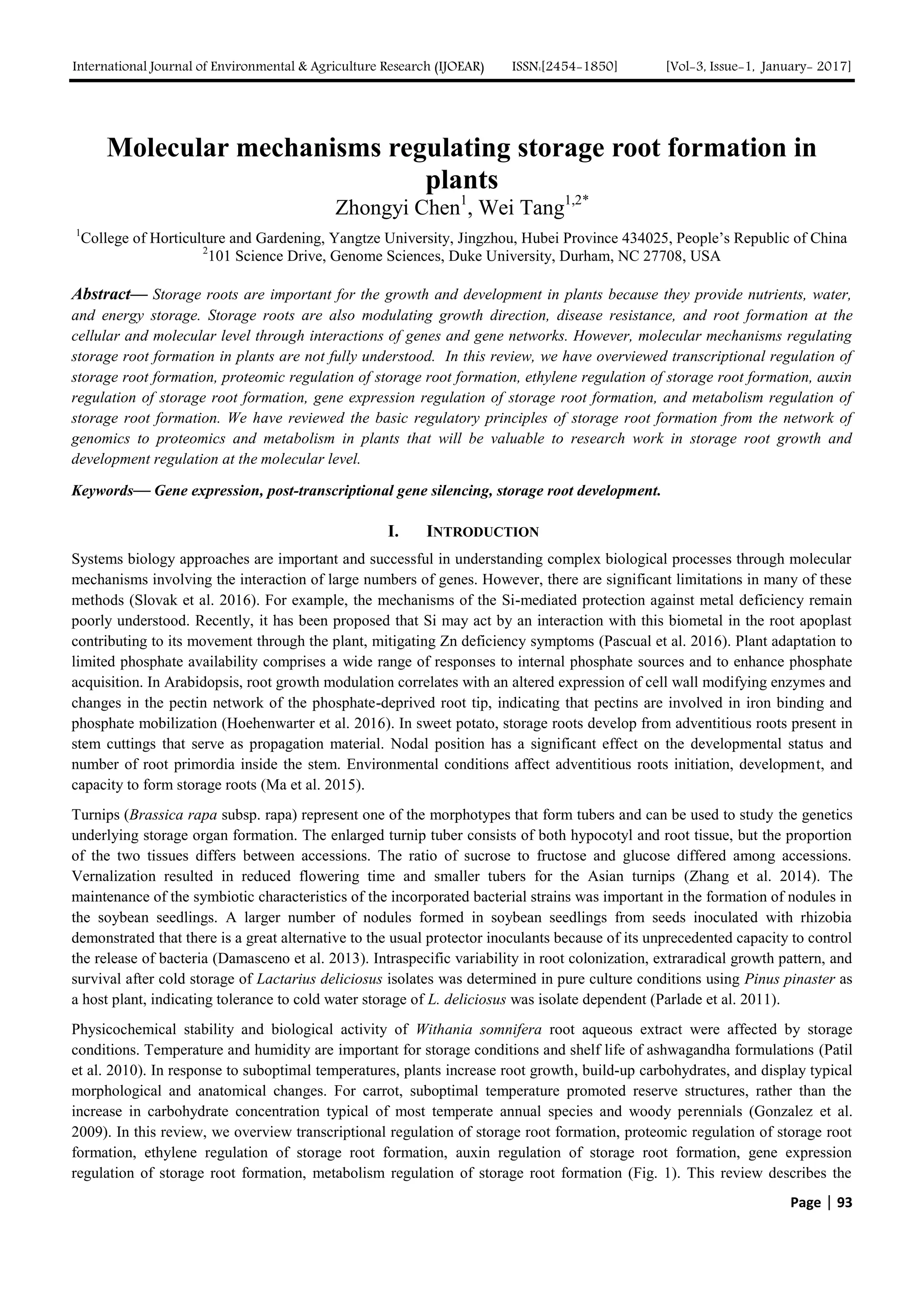 Molecular mechanisms regulating storage root formation in plants | PDF