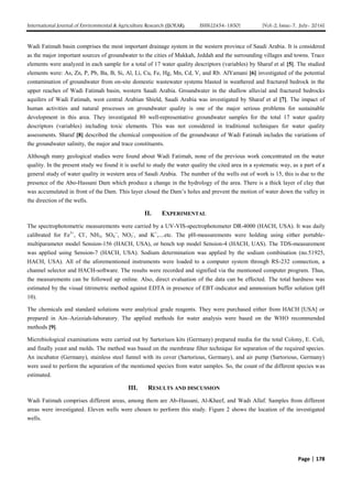 Evaluation of Water Quality in Parts of Wadi Fatimah, Western Saudi ...