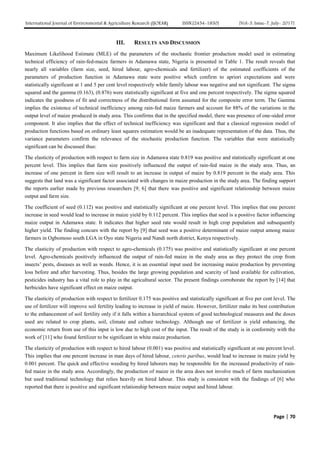 Technical efficiency in rain-fed maize production in Adamawa state Nigeria: Stochastic approach ...