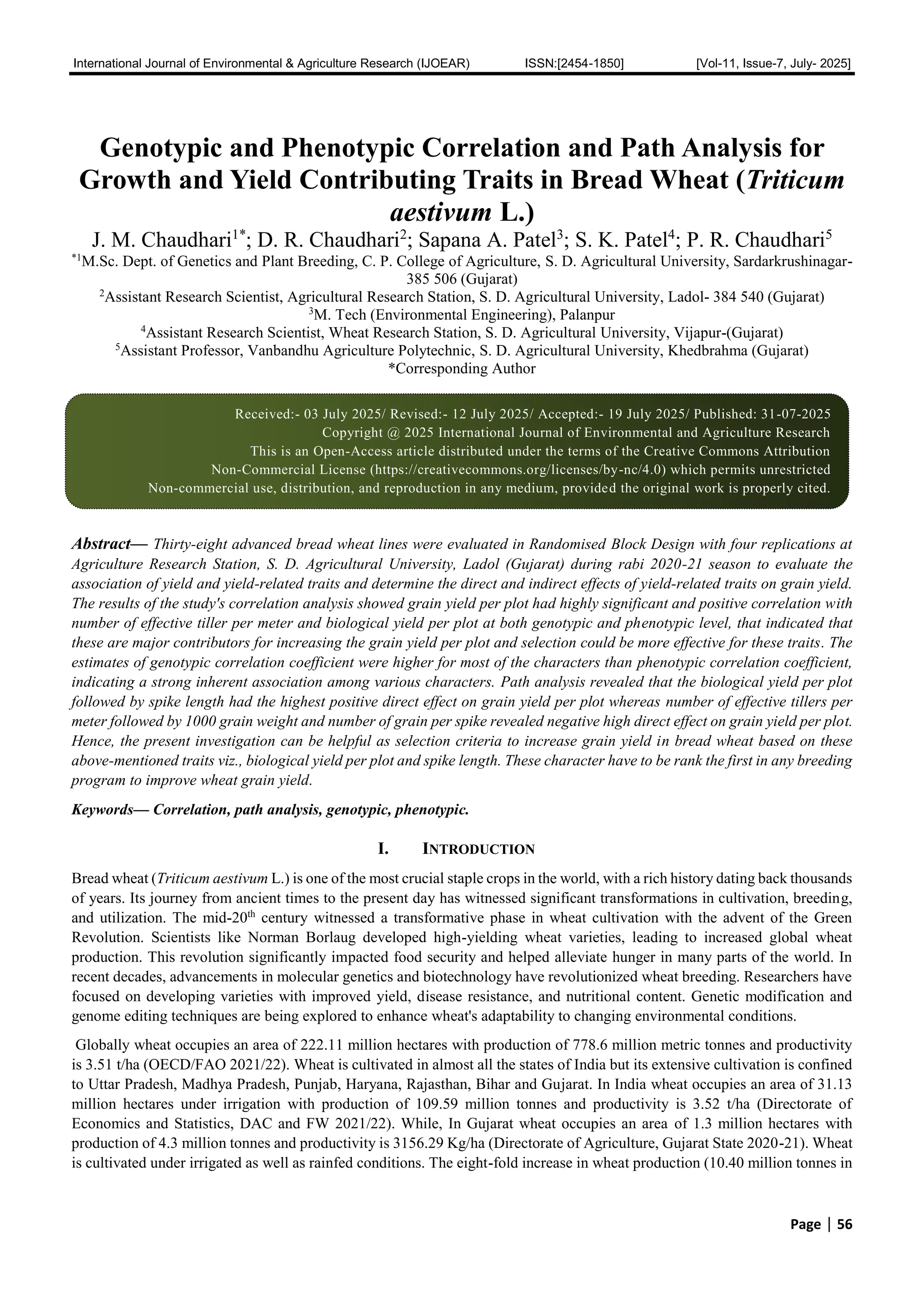 Genotypic and Phenotypic Correlation and Path Analysis for Growth and ...