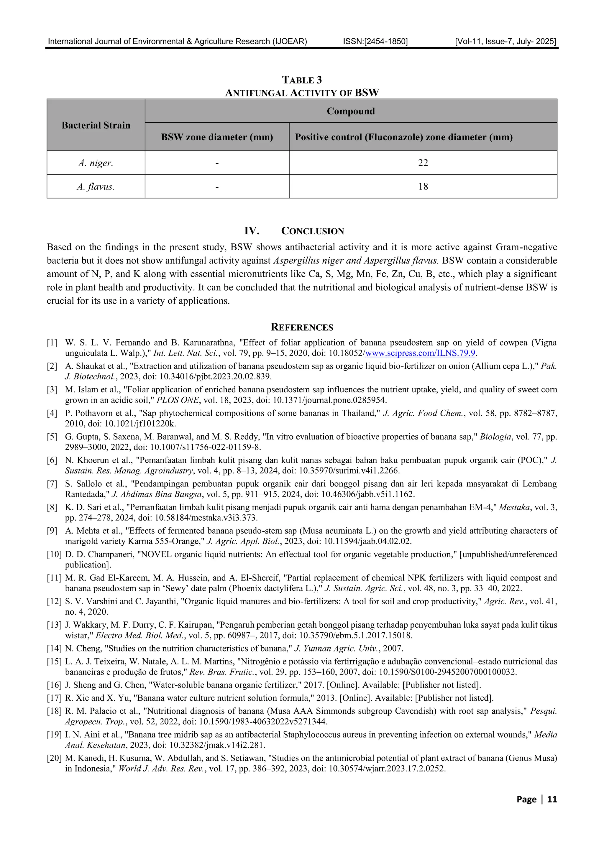 Nutritional and Biological Analysis of Nutrient-dense Banana Sap Water ...