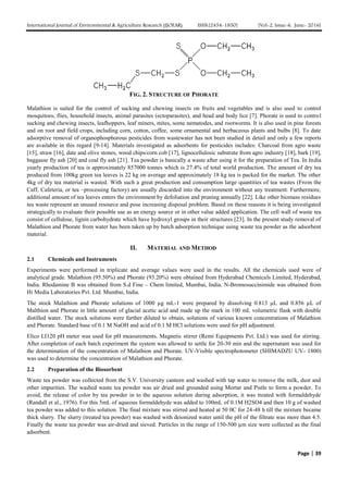 Tea (Camellia sinensis) Waste for the reduction of Malathion and ...