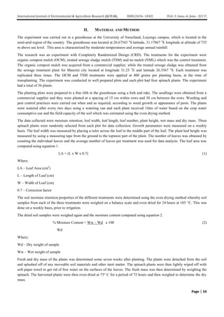 The effect of organic mulch on the growth and yield of Spinach ...