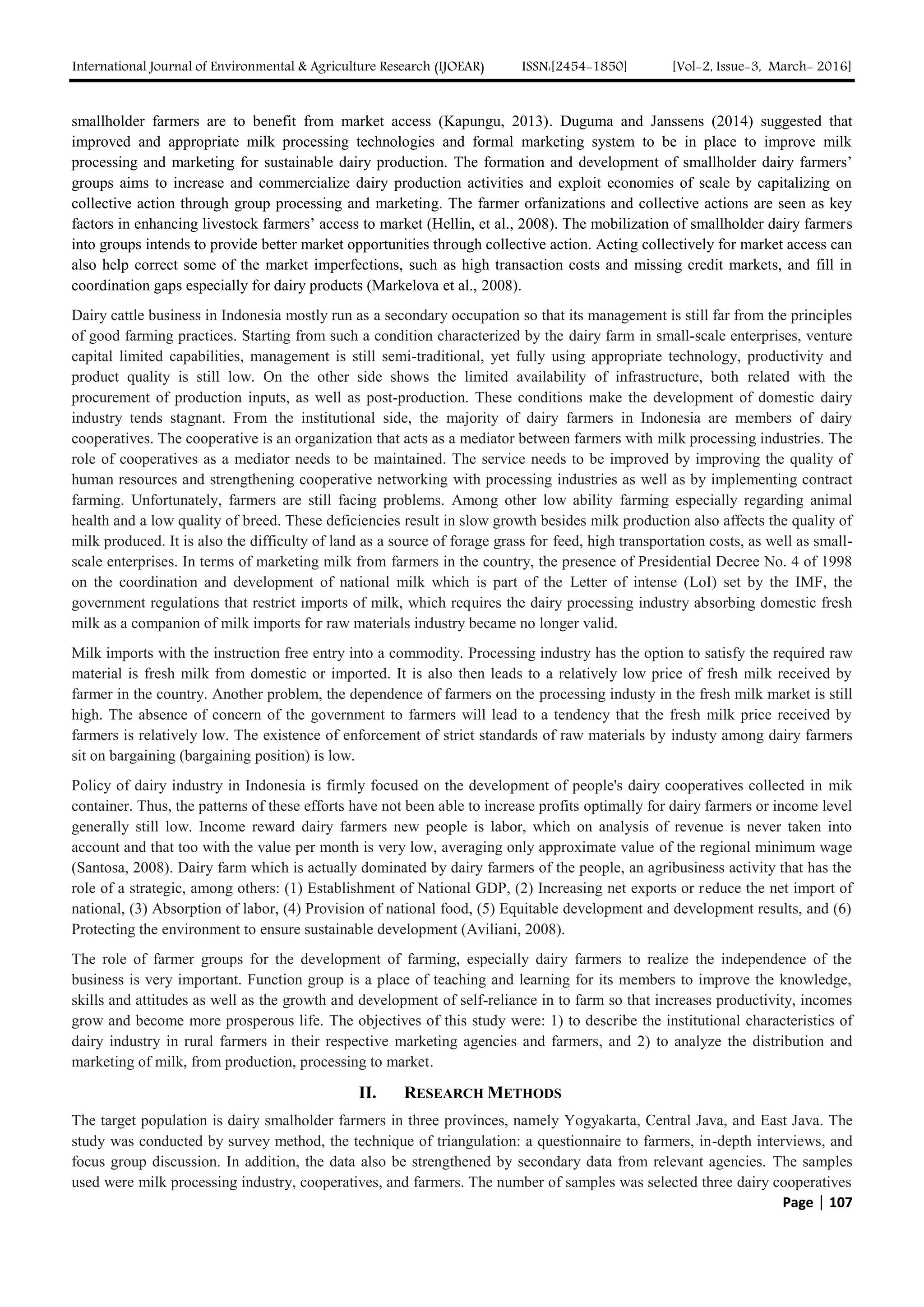 Marketing and Institutional Characteristics of Dairy Industry In ...