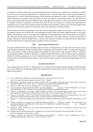 Analyzing Marketing Margins and the Direction of Price Flow in the Tomato Value Chain of Limpopo ...