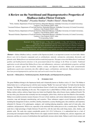 A Review on the Nutritional and Hepatoprotective Properties of Madhuca ...